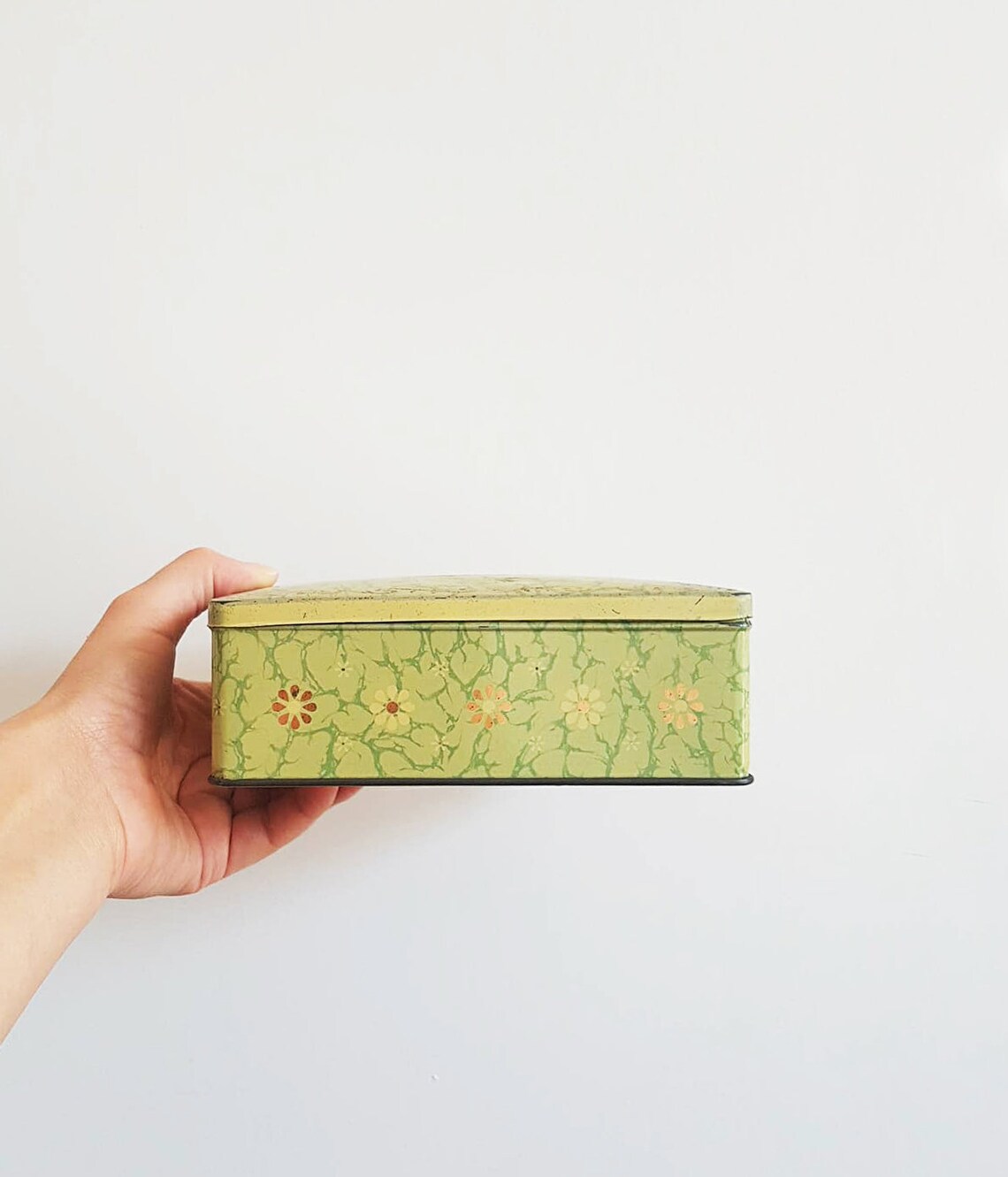 Shabby Tin Can Vintage Tin Canister Decorative Container Green - Etsy