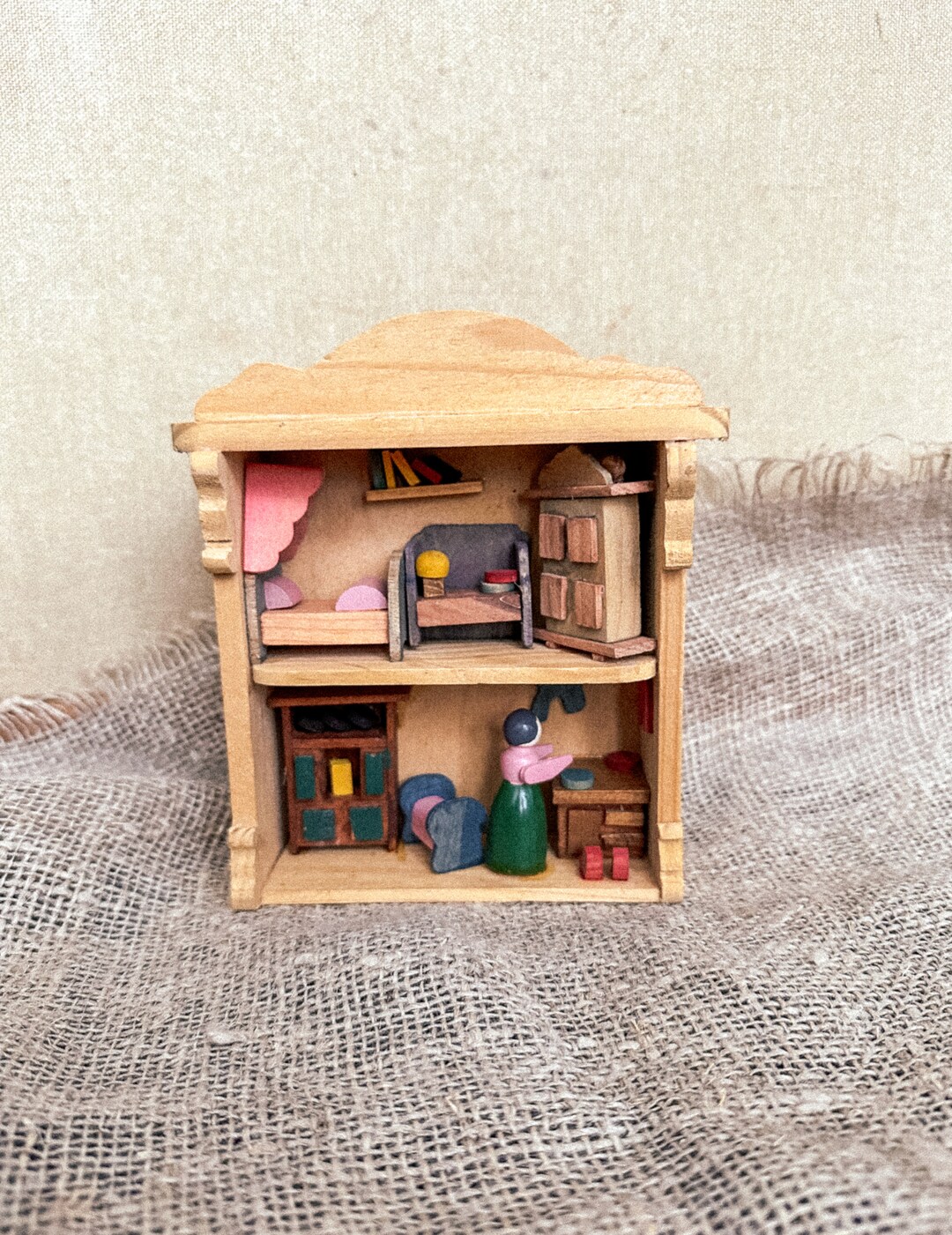 Miniature House Wooden Wall Art Object Tiny House Vintage Souvenir ...