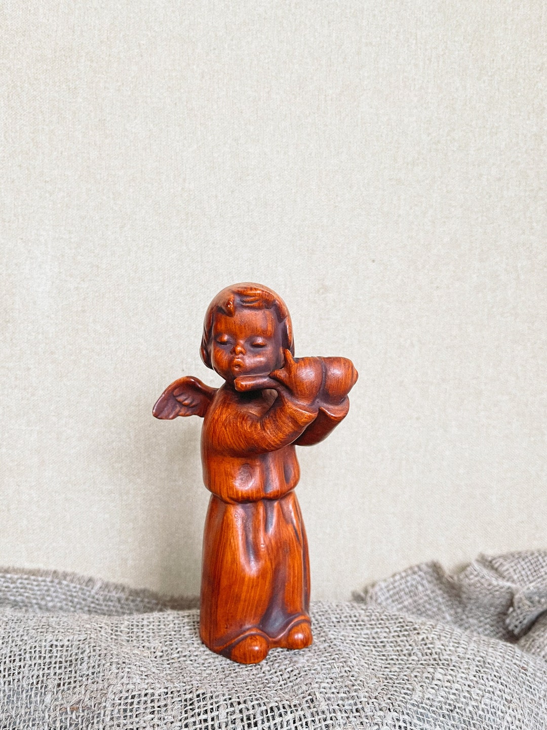 Villager Angel Boy Statuette Clay Vintage Figurines Geramany Souvenir ...