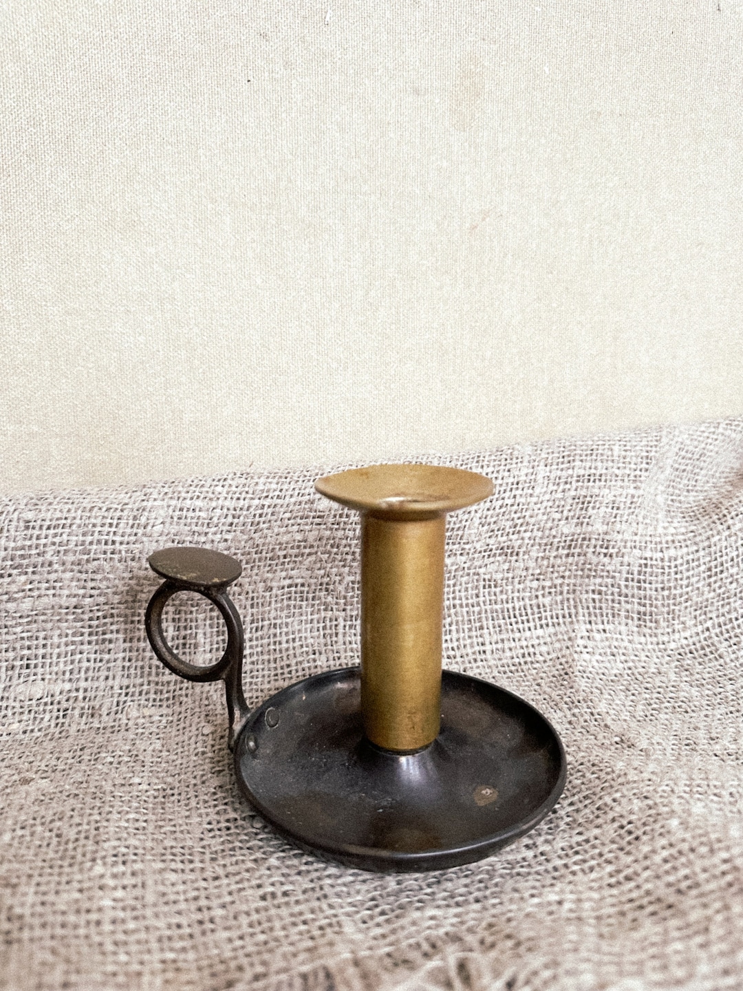 Mid-century Candlestick Holder With Carry Handle Brass Vintage Charm ...