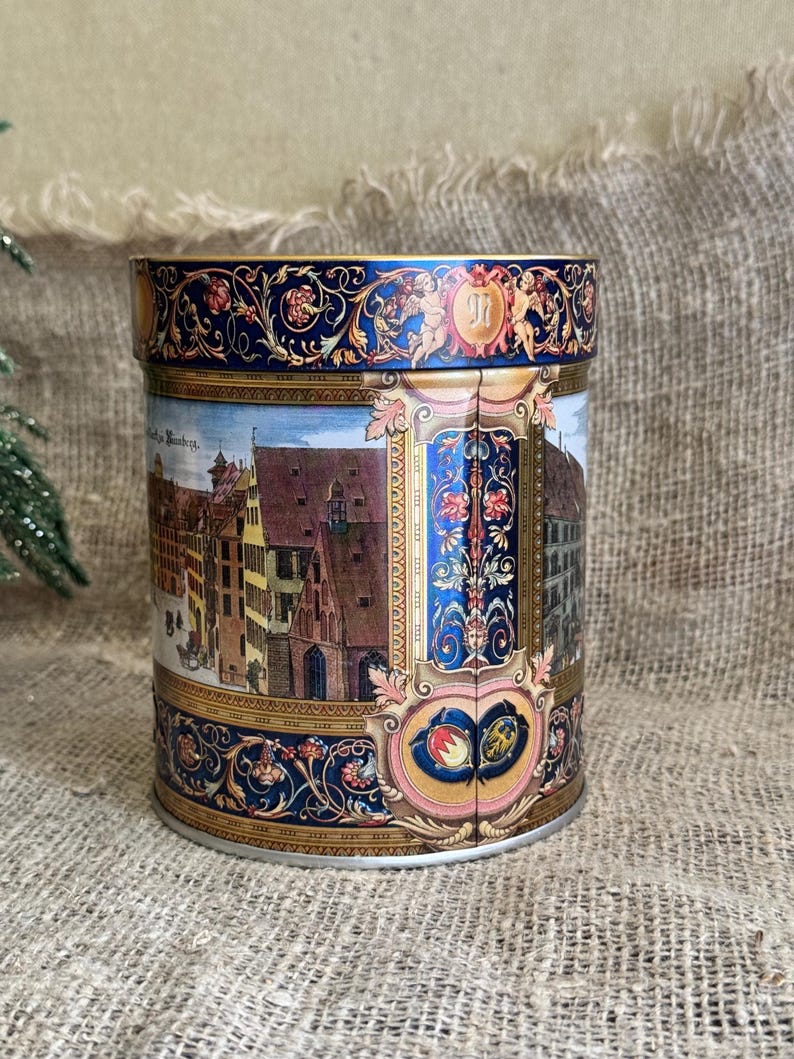 German Vintage Tin Box Mid Century Cans Tin Canister Shabby Container ...