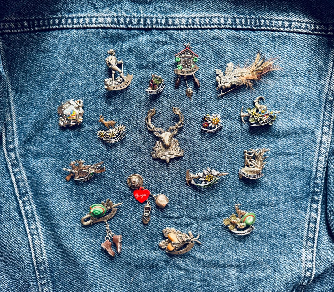 Vintage Tyrolean Hat Pins: Enamel Alpine Brooch, German Souvenir - Etsy