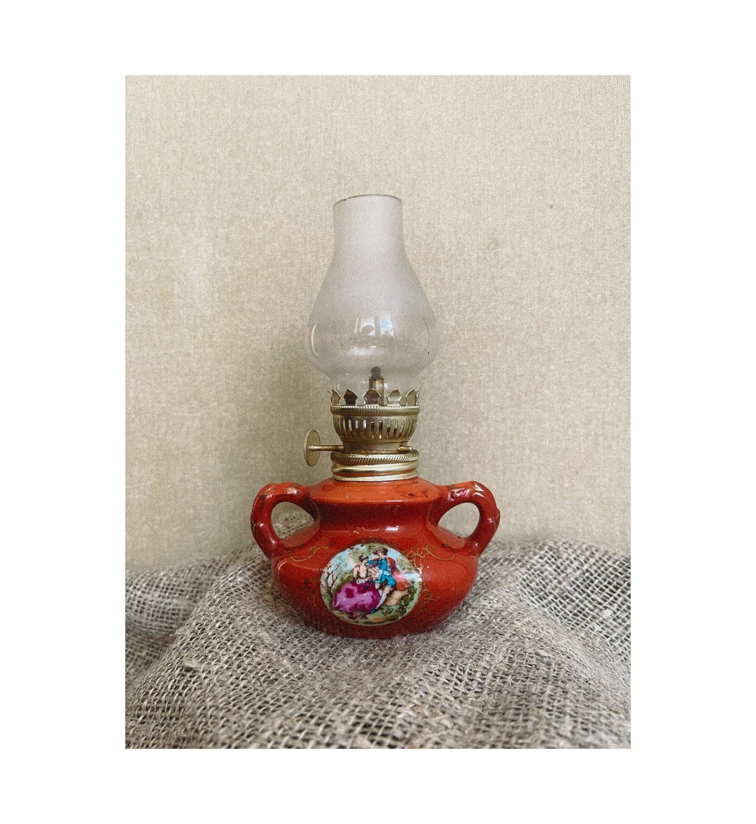 Mini Oil Lamp Antique Rehausse Limoges France Mid Century Fairy Oil ...