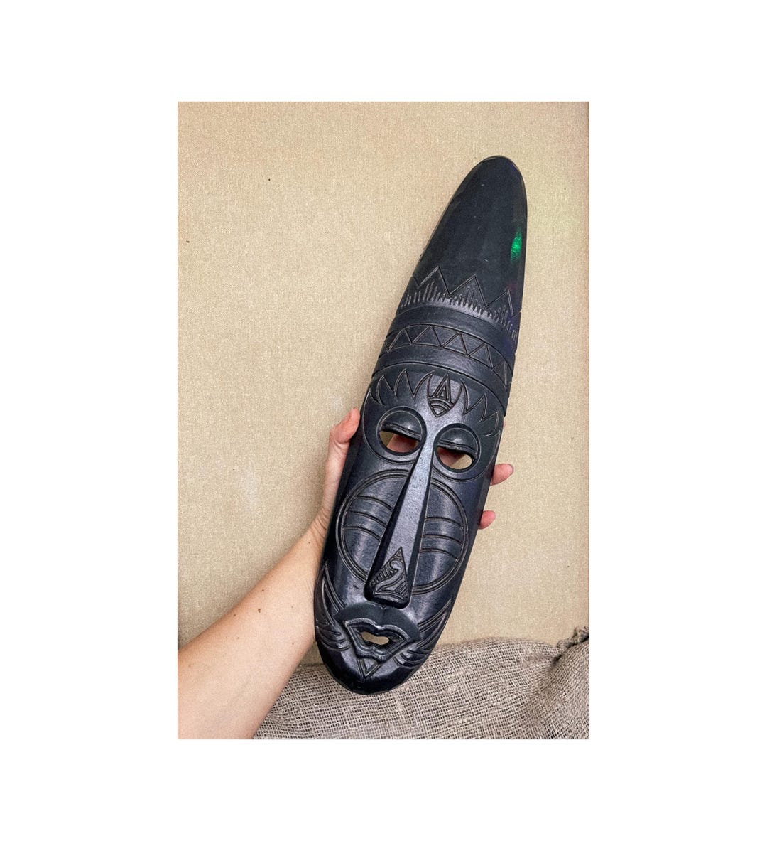 Large African Mask Wood Ethnic Mask Wall Hanging Hand Carved Mask Black ...