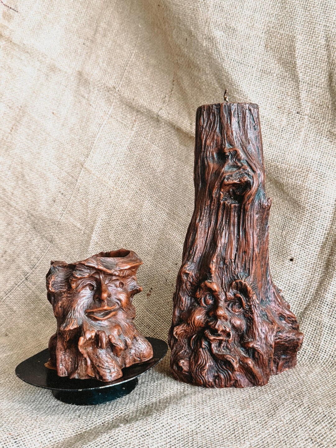 Figural Wood Tree Trunk Wax Candle: Rustic Home Decor Sculpture - Etsy