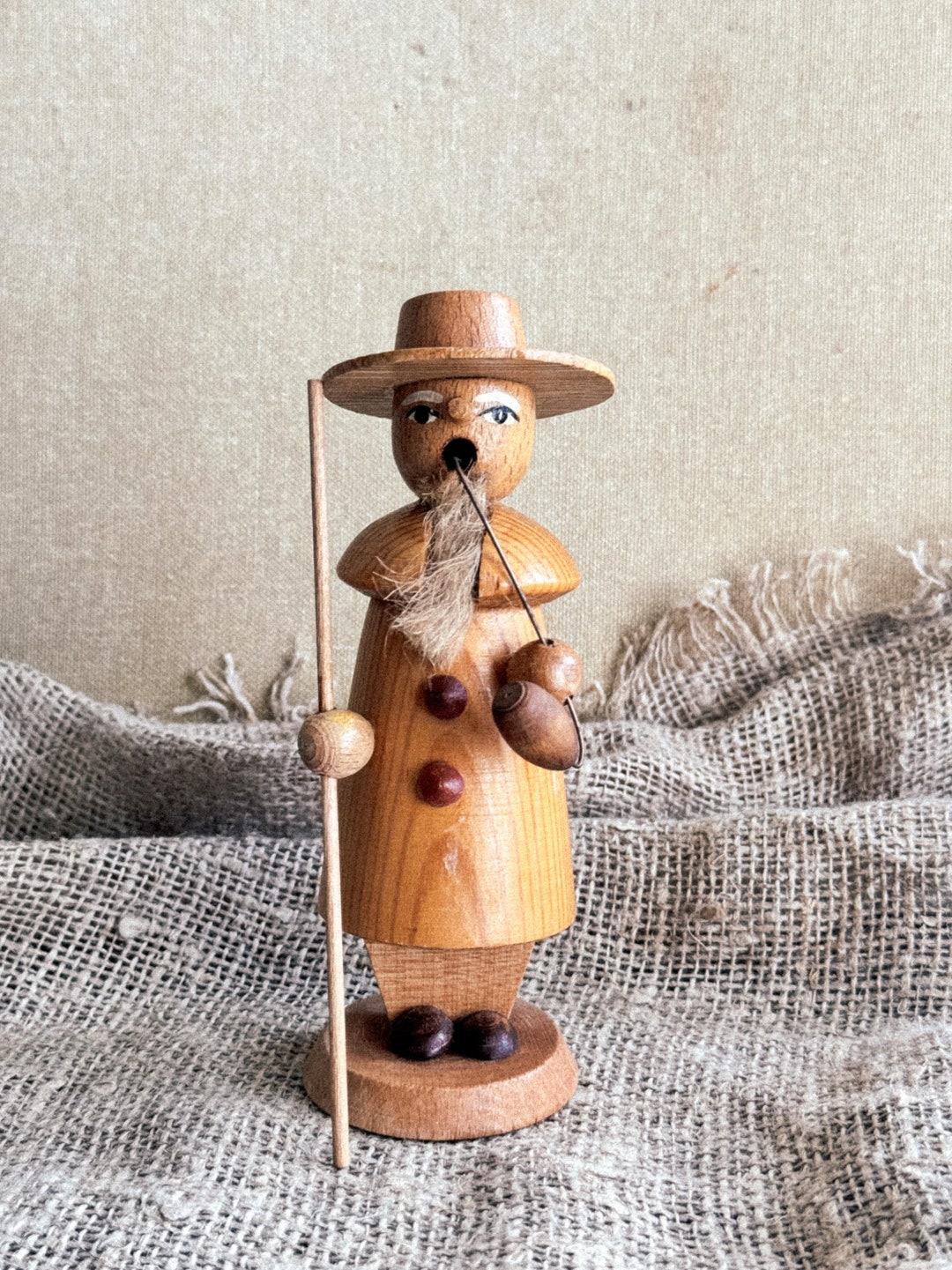 Vintage German Erzgebirge Wooden Smoker Figurine - Etsy