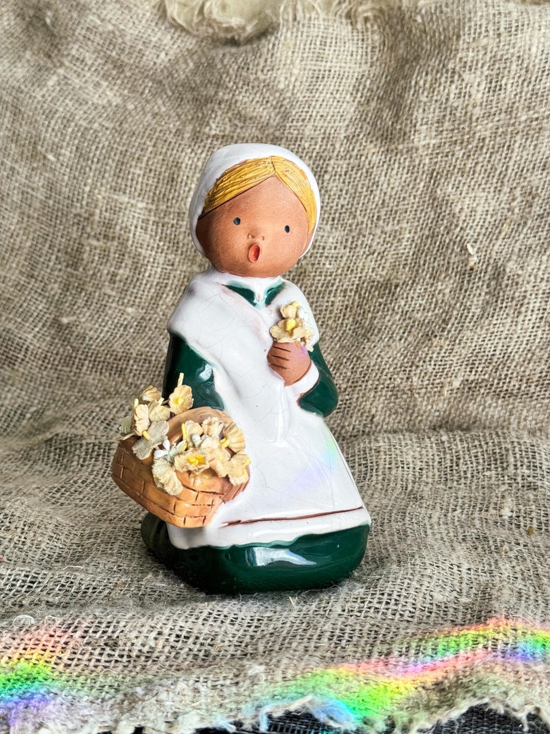 Vintage Ceramic Girl Figurine: Hand-painted Spanish Souvenir - Etsy