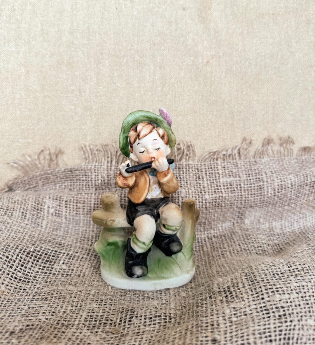 Porcelain Figurine Vintage Statue Boy With Flute Shepherd Young Boy ...