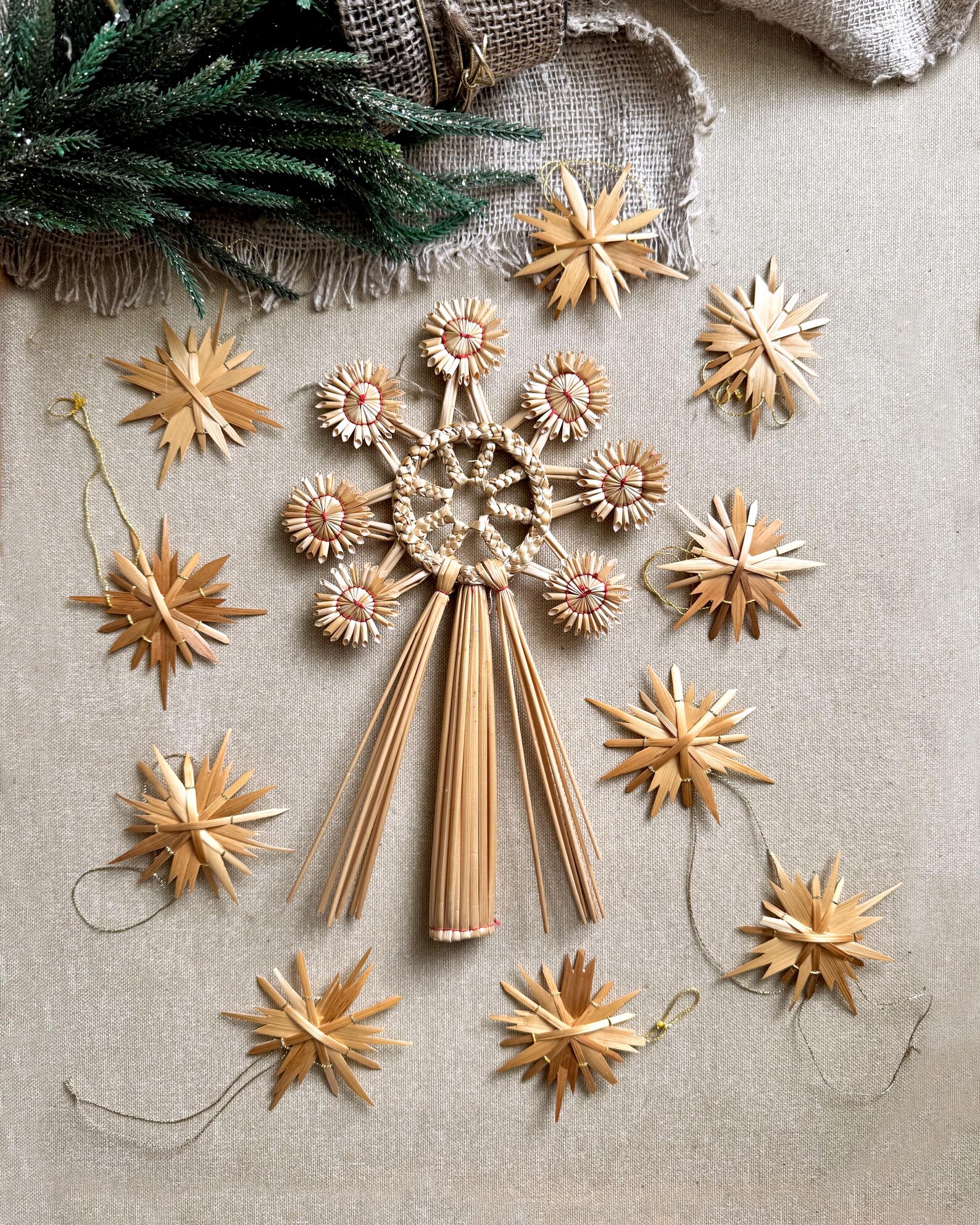 Handcrafted Straw Star Christmas Ornaments: Scandinavian Tree ...