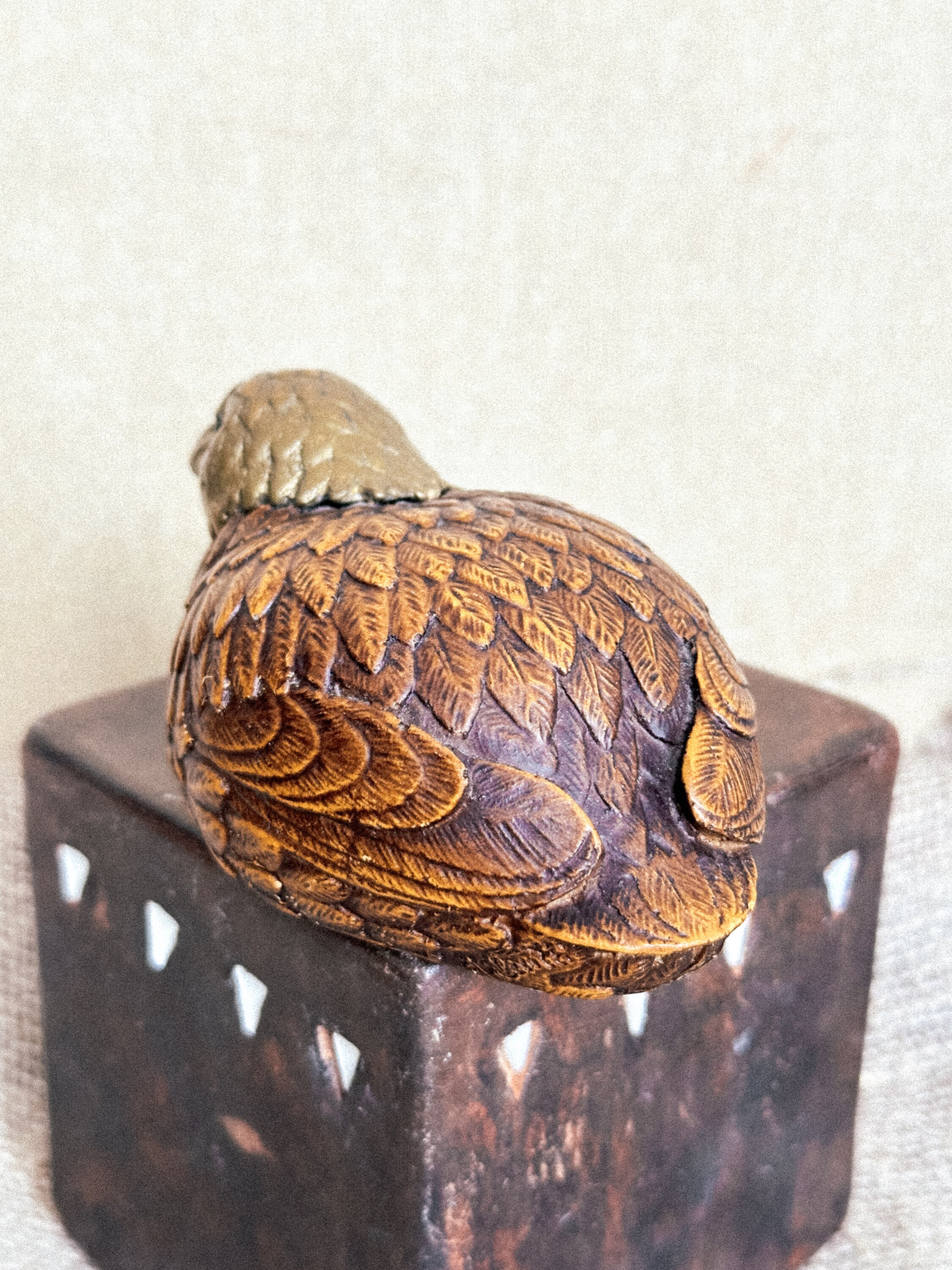 Vintage Quail Bird Figurine Brown Bronze Brass Decorative Figurine ...