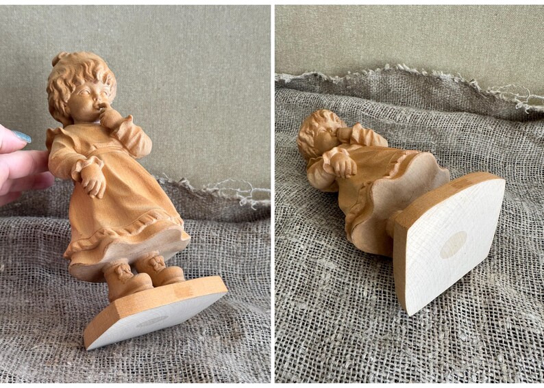 Hand Carved Wooden Girl Figurine: Minimalist Child Statue - Etsy