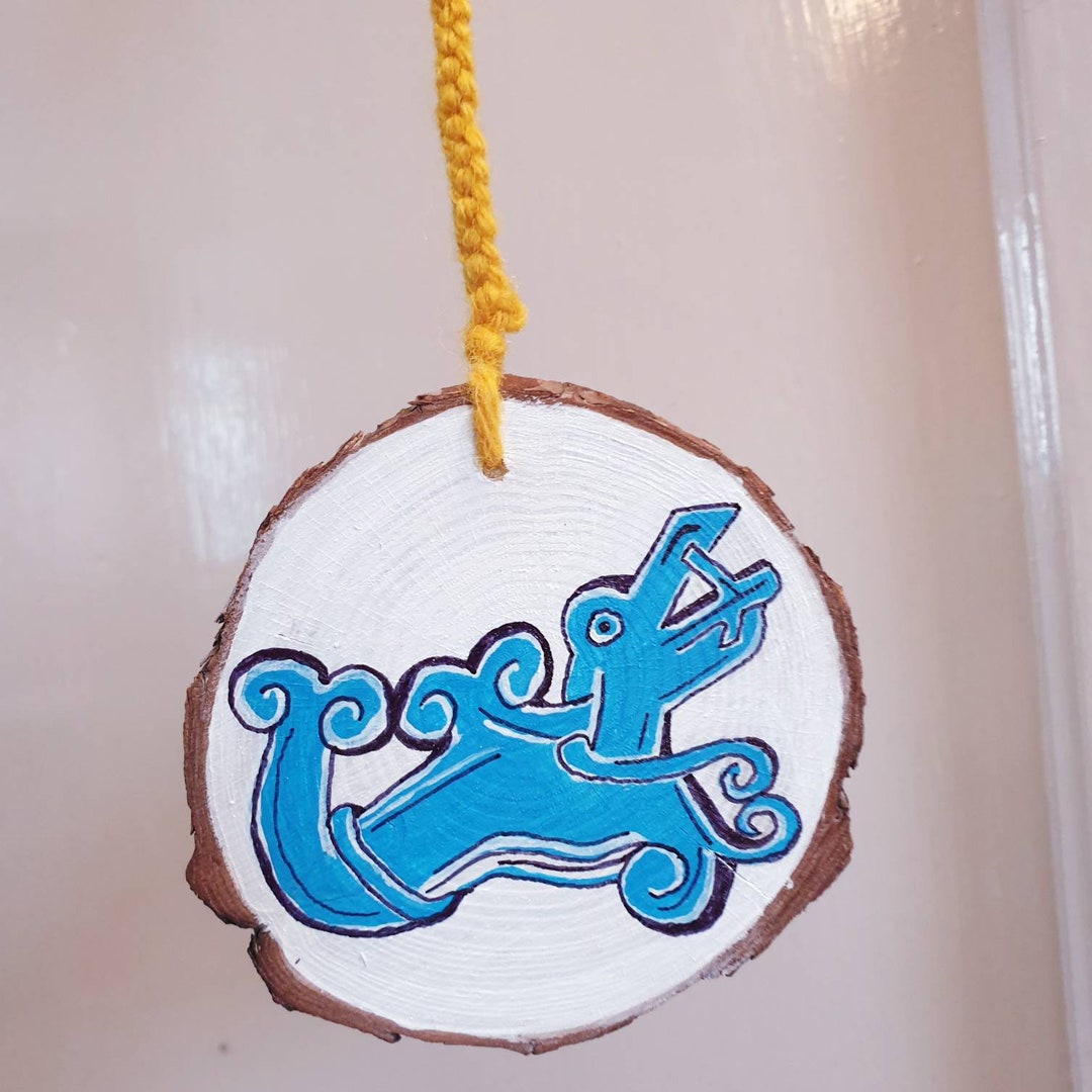 Hand-painted Viking Whale Wood Decoration: Nidavellnir Archaeology Art ...