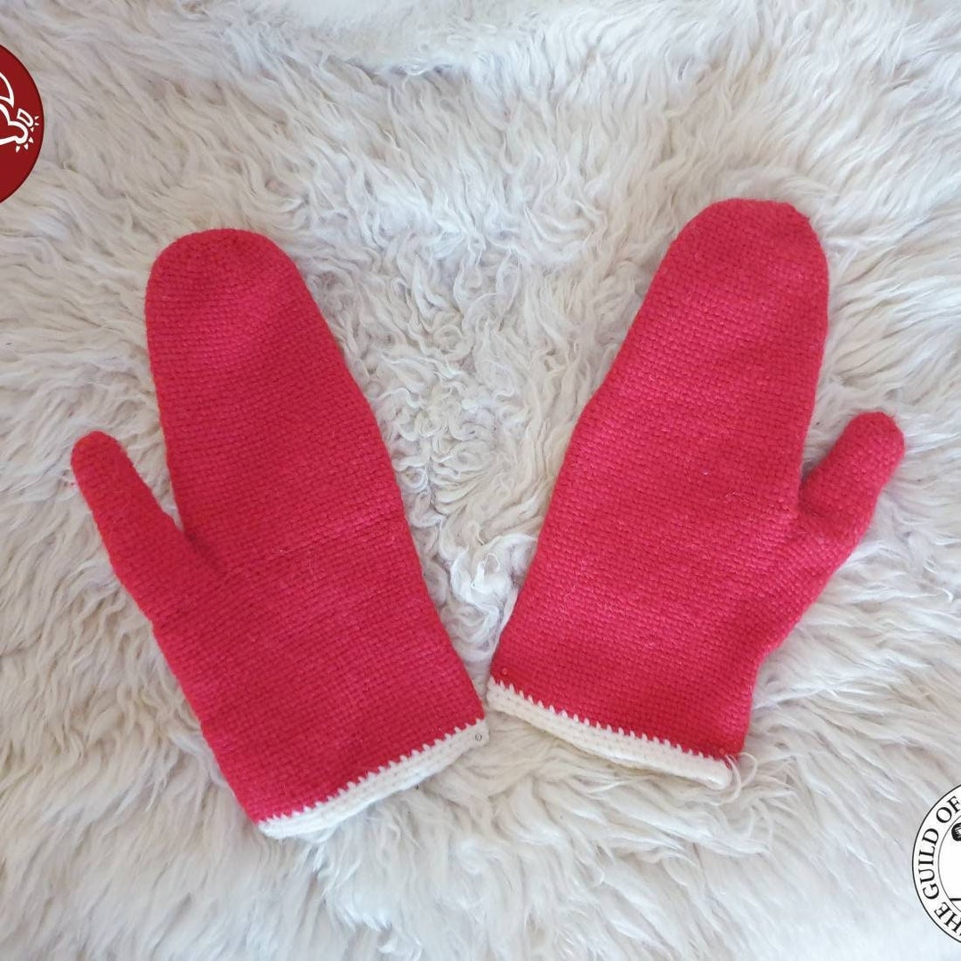 Red Wool Nalbinding Mittens: Viking Age Gloves, Single Danish Stitch - Etsy