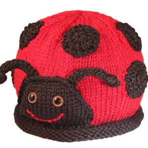 Knitted Ladybug Hat Pattern -- Newborn to 8 Yr Old Sizes - Etsy