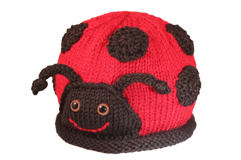 Knitted Ladybug Hat Pattern -- Newborn to 8 Yr Old Sizes - Etsy