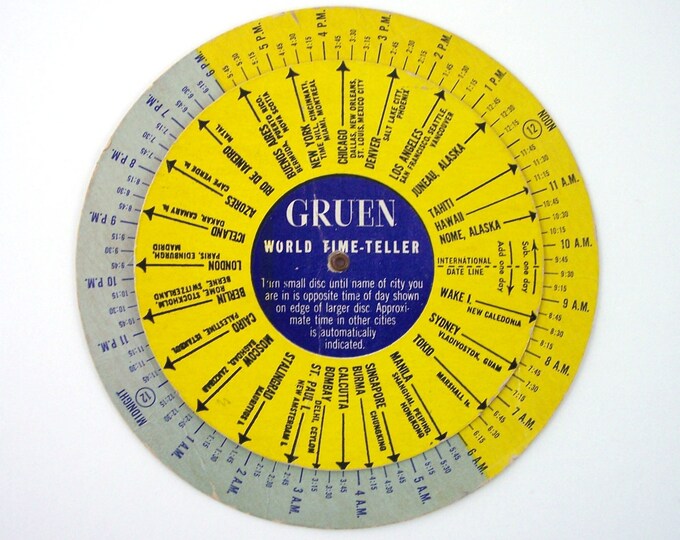 1940s World Time-teller Wheel Calculates Times in Major - Etsy