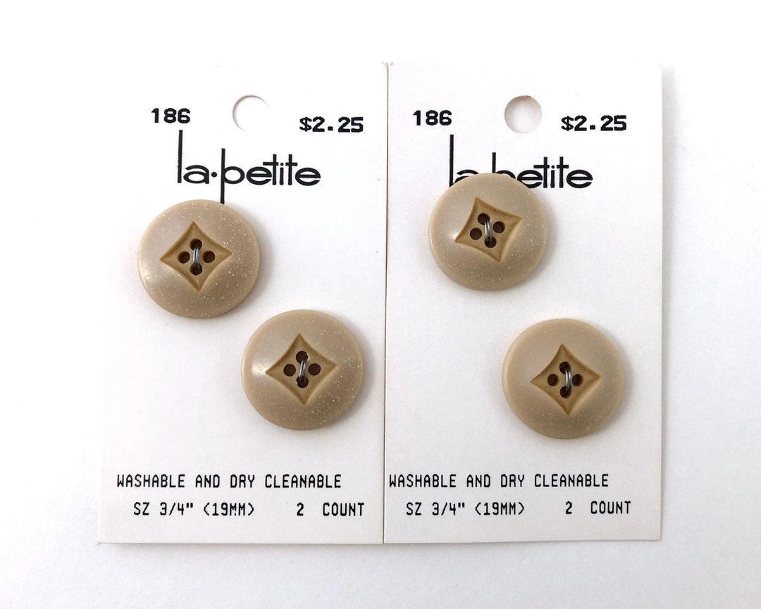 4 Plastic Sparkly Buttons, Beige or Champagne Color, Almost 13/16 ...
