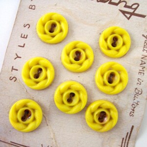 8 Yellow Buttons, Almost 5/8" Dia., 15mm, Two-hole, Bright Yellow Color ...