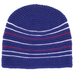 Violet-blue Merino Hat With White and Purple Stripes, Women's Soft Wool ...