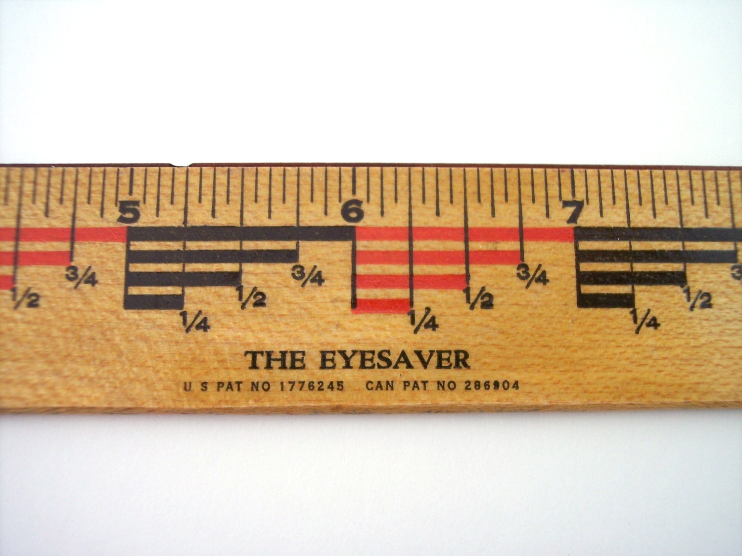 12 Ruler, the Eyesaver, Wood With Metal Straight Edge, Angles, Inches ...