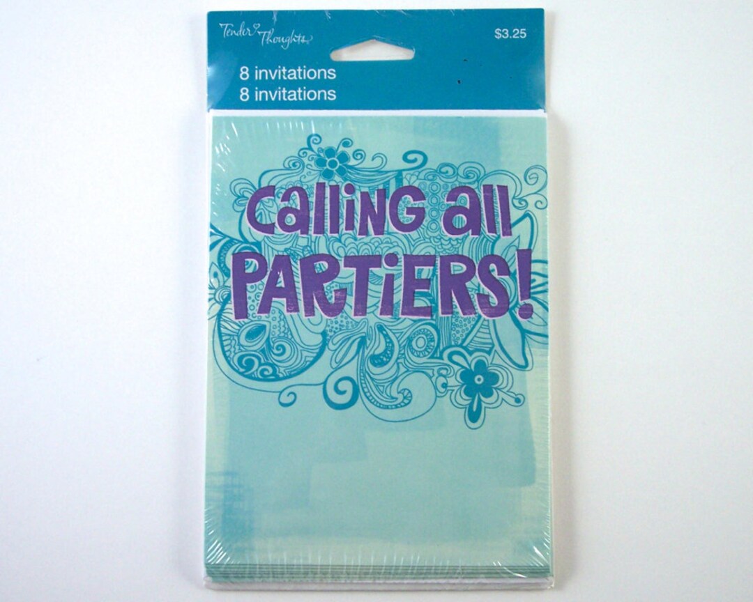 Party Invitations, 8 Cards & Envelopes, Calling All Partiers!, Fun ...