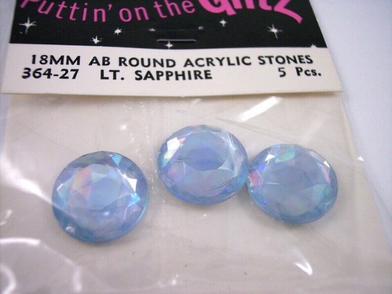 11 Plastic Cabochons, Vintage Craft Supplies, Round Blue AB, Square ...