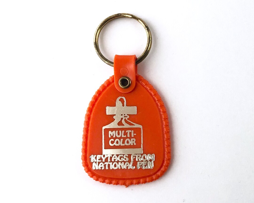 Keyring With Orange Plastic Key Tag Advertising for National - Etsy