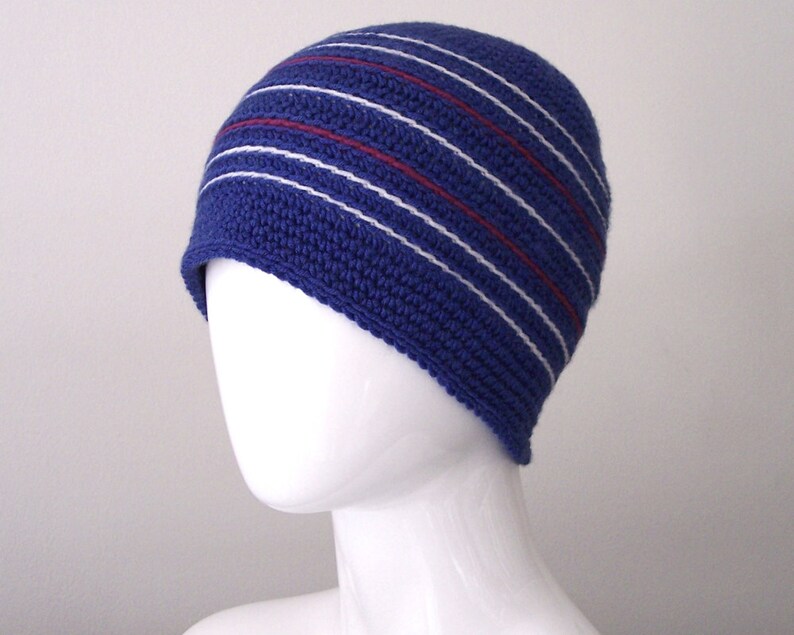 Violet-blue Merino Hat With White and Purple Stripes - Etsy