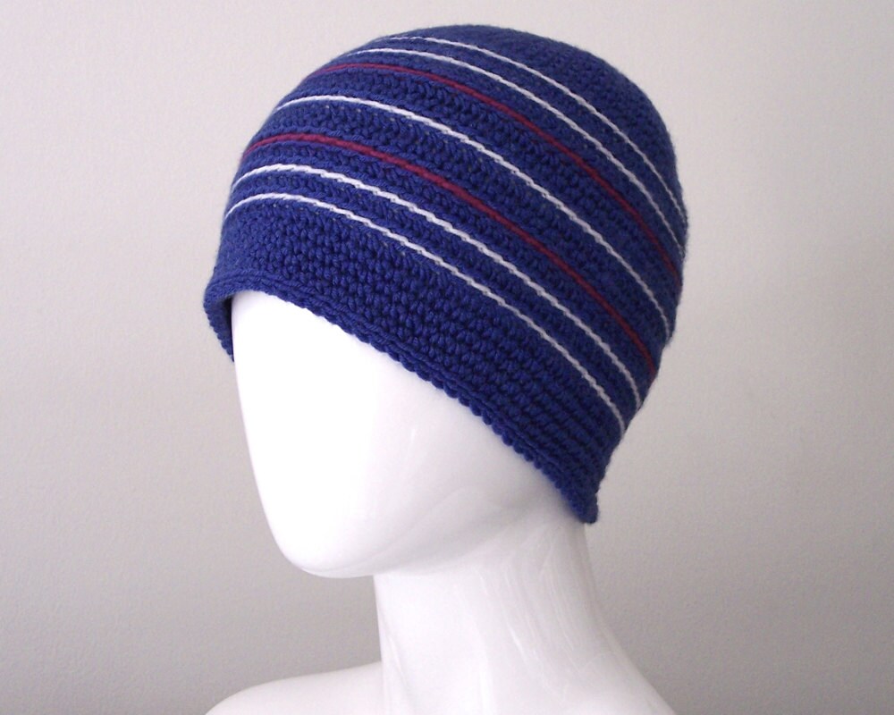 Violet-blue Merino Hat With White and Purple Stripes - Etsy