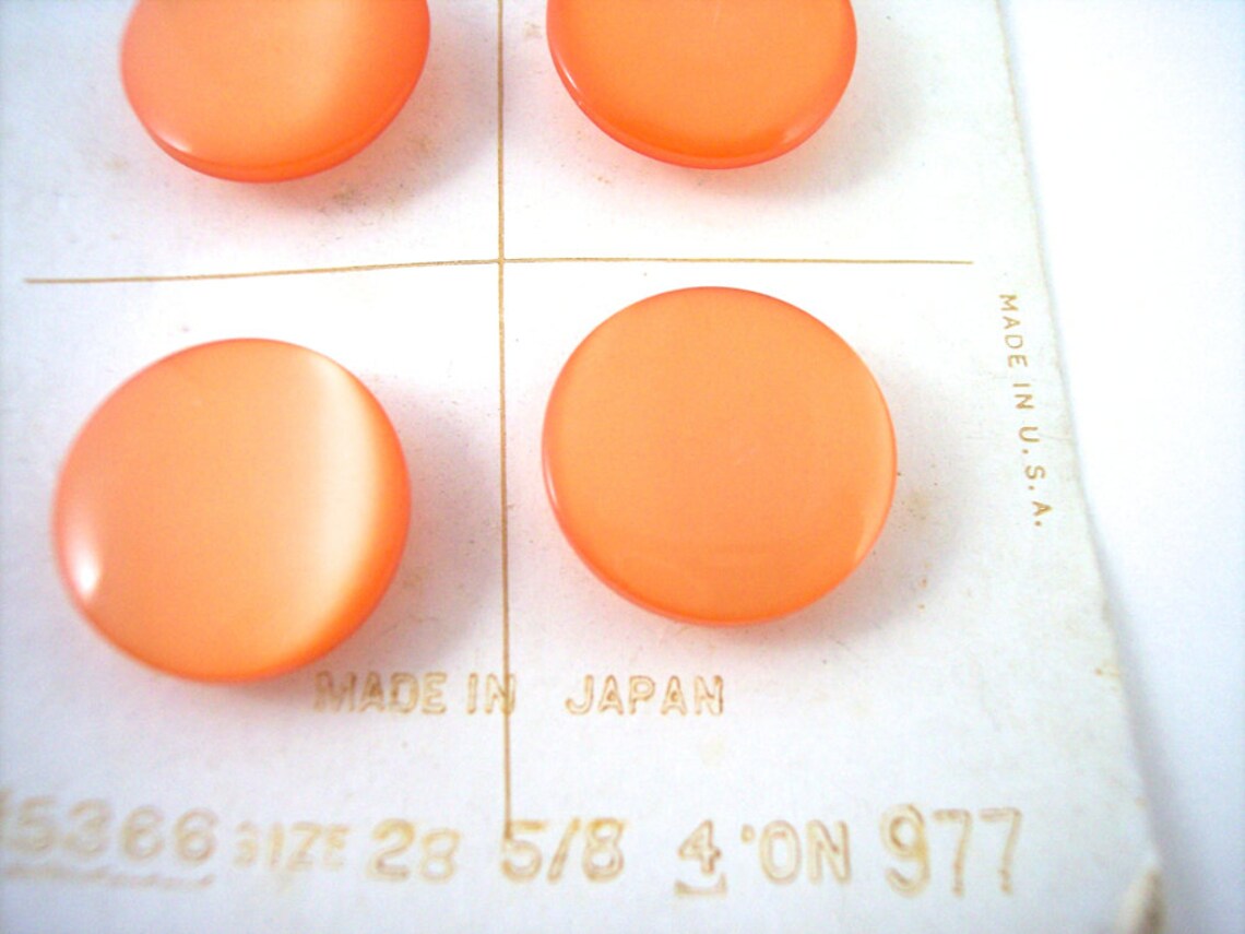 4 Orange Pearlescent Plastic Buttons 11/16 Diameter | Etsy