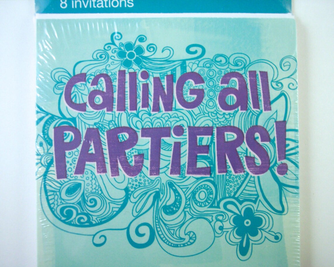 Party Invitations, 8 Cards & Envelopes, Calling All Partiers, Fun ...
