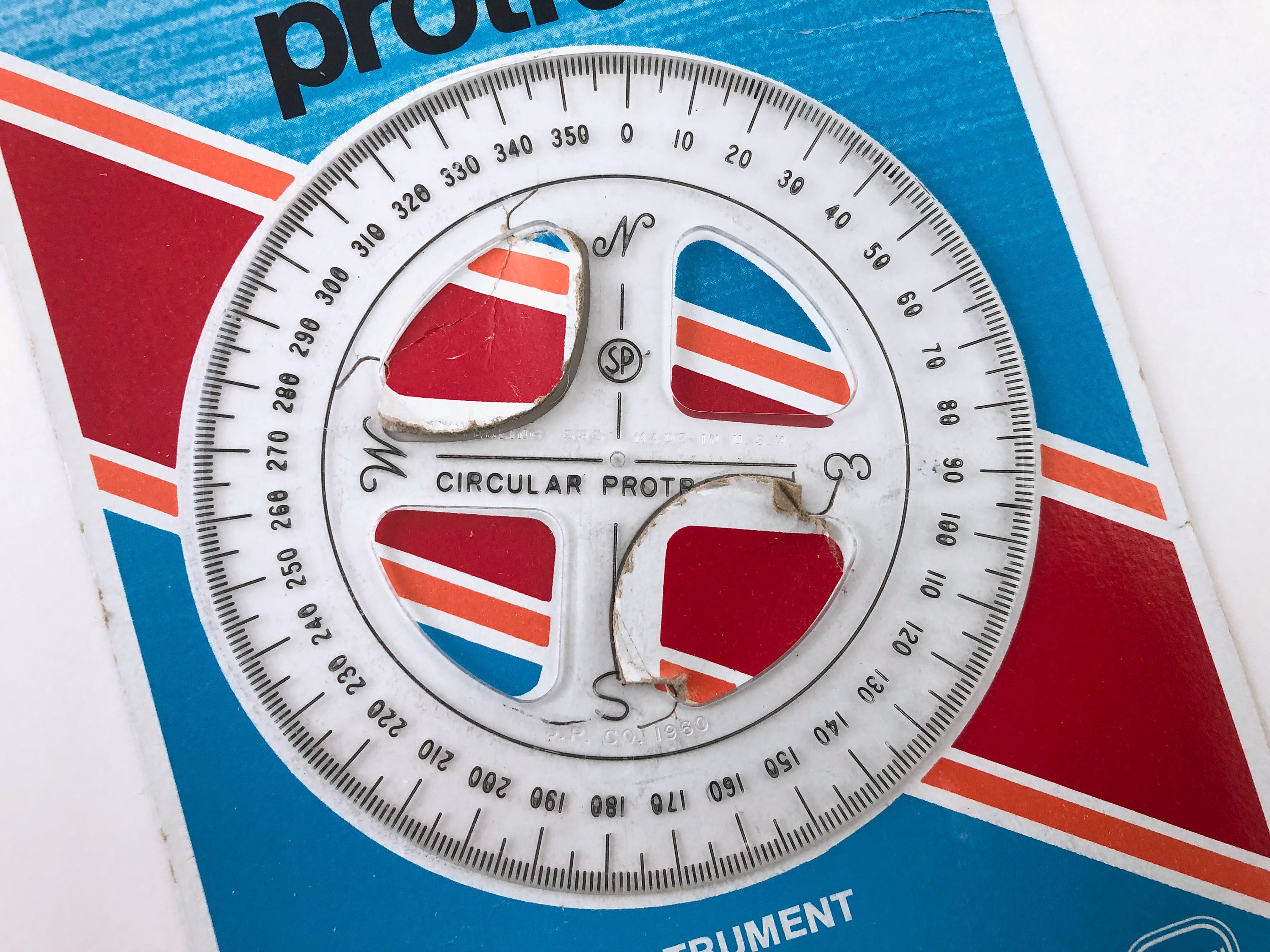 Circular Protractor, Small Round Vintage Clear Plastic Drafting Tool ...