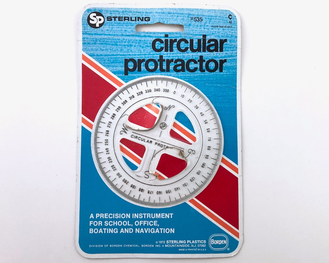 Circular Protractor, Small Round Vintage Clear Plastic Drafting Tool ...