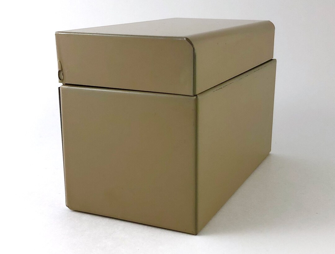 Small Metal File Box, Holds 3 X 5 Inch Index Cards, Vintage, Office ...
