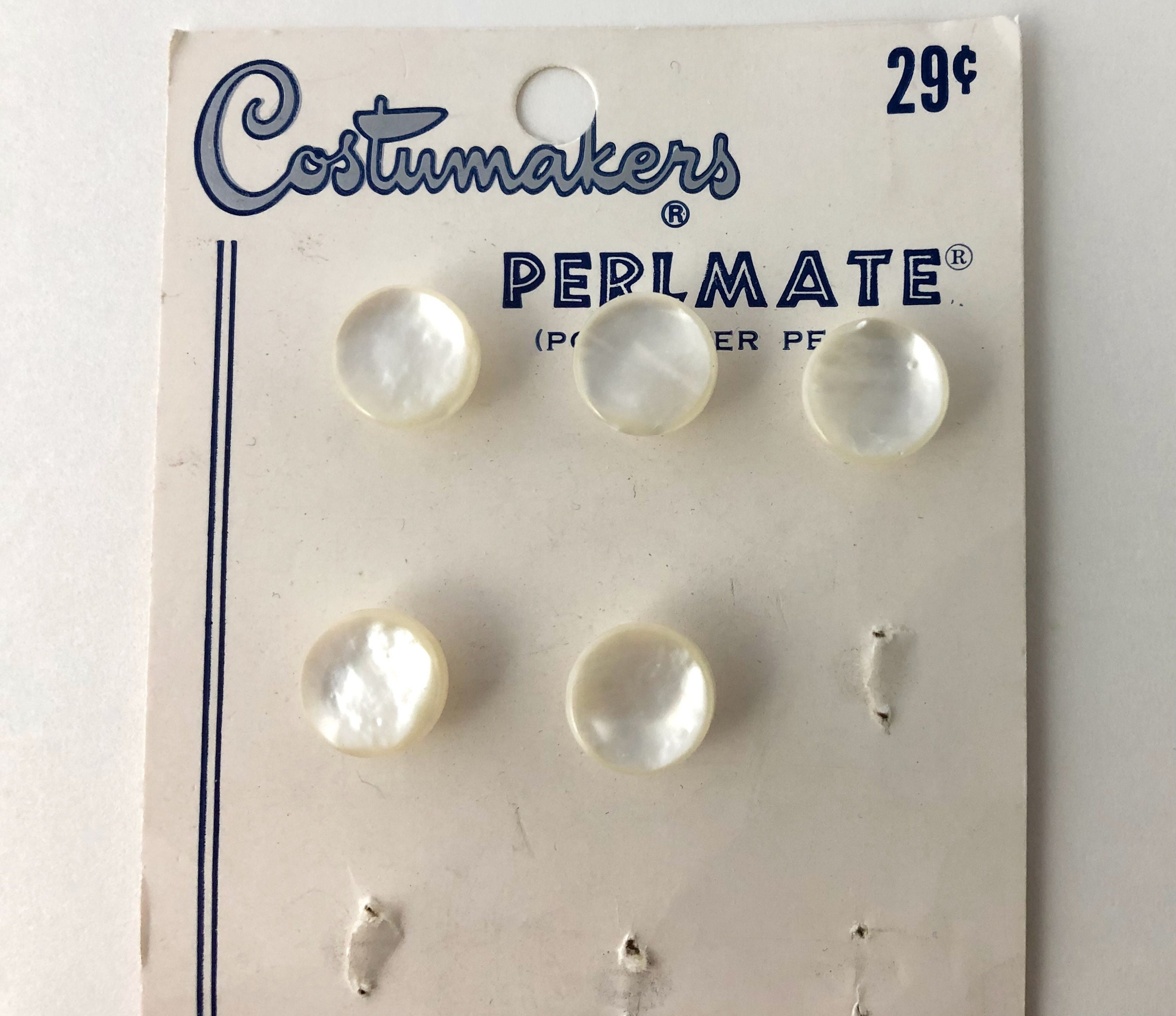 5 Plastic Faux Pearl Buttons, off White, Over 3/8" Dia., 10 Mm, Sz. 16 ...