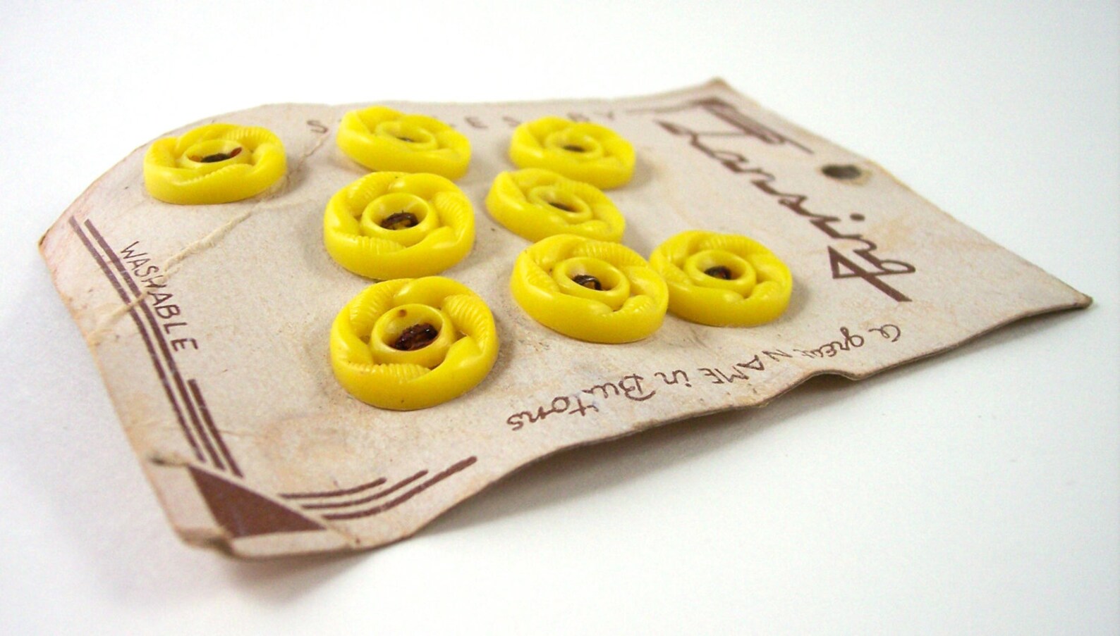 8 Yellow Buttons, Almost 5/8 Dia., 15mm, Two-hole, Bright Yellow Color ...