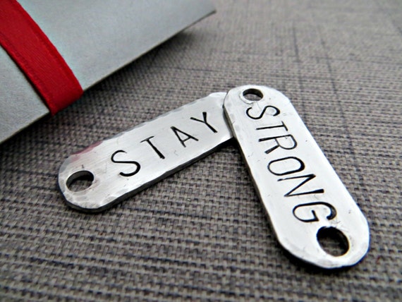 Custom Running Shoe Lace Tags STAY STRONG Hand Stamped | Etsy