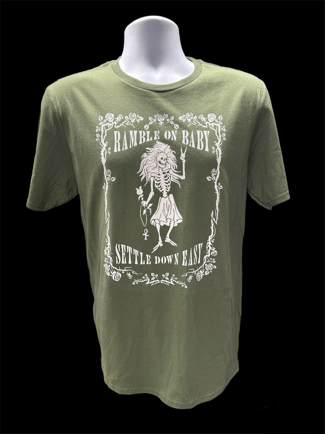 Ramble on Rose Army Green T Shirt - Etsy