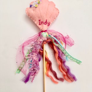 Personalized Mermaid Shell Wand, Felt Pretend Play Wand, Magic Wand ...