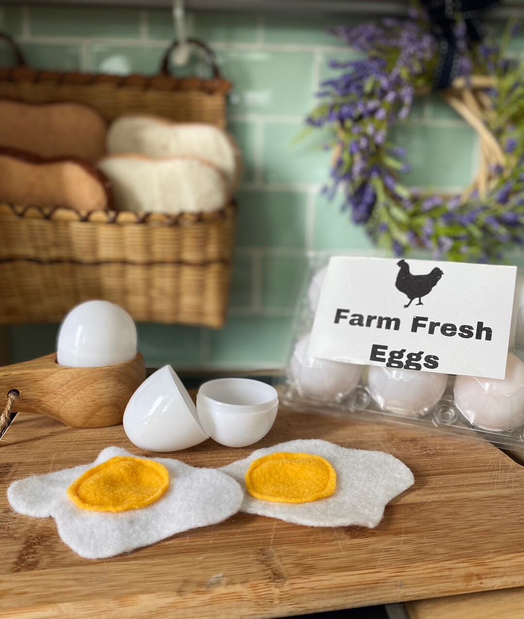 Felt Play Food Eggs: Crackable Pretend Play Kitchen, Half Dozen - Etsy