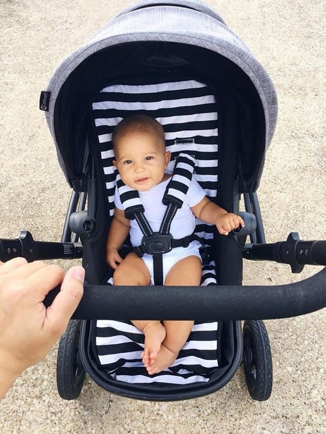 Black and White Striped Stroller Liner With Strap Covers - Etsy