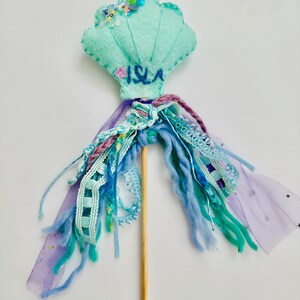 Personalized Mermaid Shell Wand, Felt Pretend Play Wand, Magic Wand ...