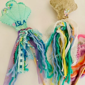 Personalized Mermaid Shell Wand, Felt Pretend Play Wand, Magic Wand ...
