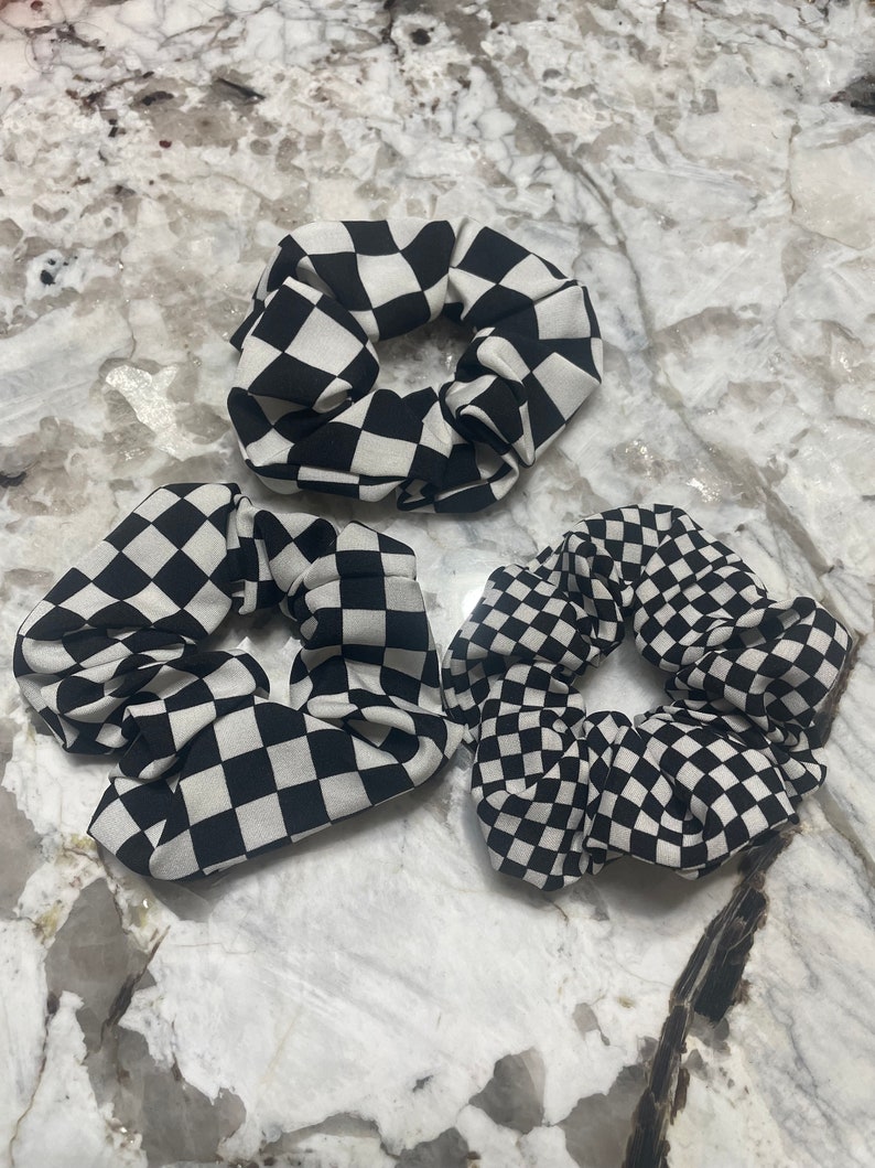 Checkered Hair Scrunchie - Etsy