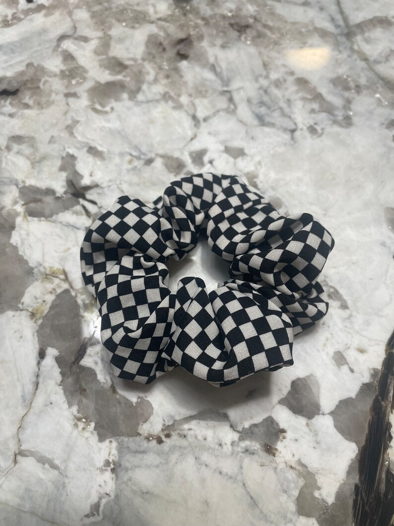 Checkered Hair Scrunchie - Etsy