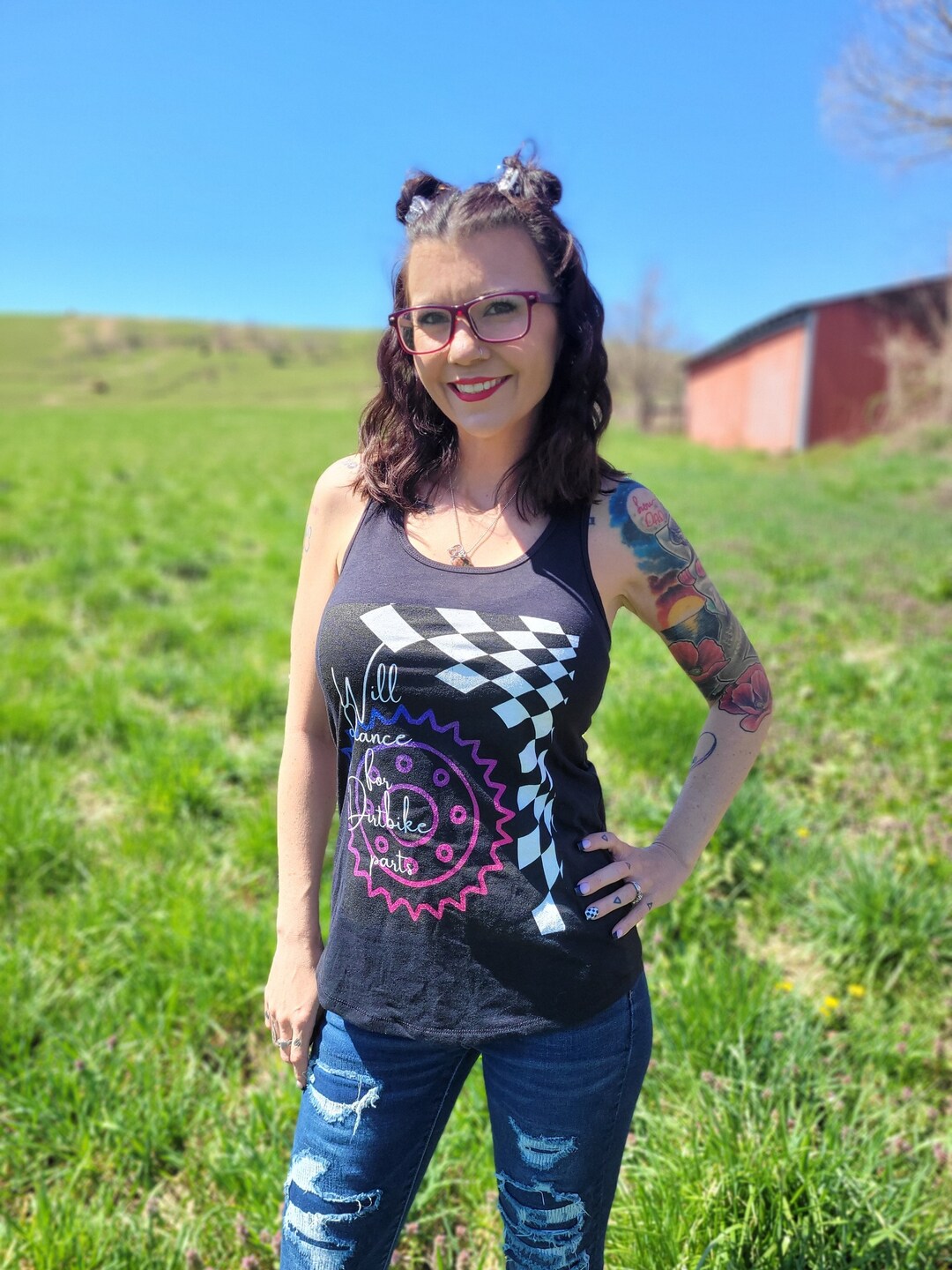 Checkered Flag Race Shirt- Will Dance for Dirtbike Parts- Women's Ideal ...