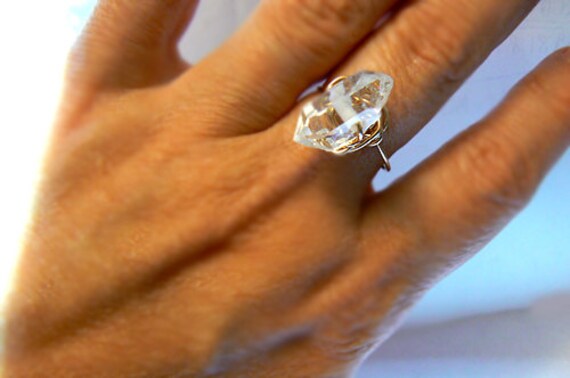 Herkimer diamond gold ring Gold filled wire wrapped size 8 | Etsy