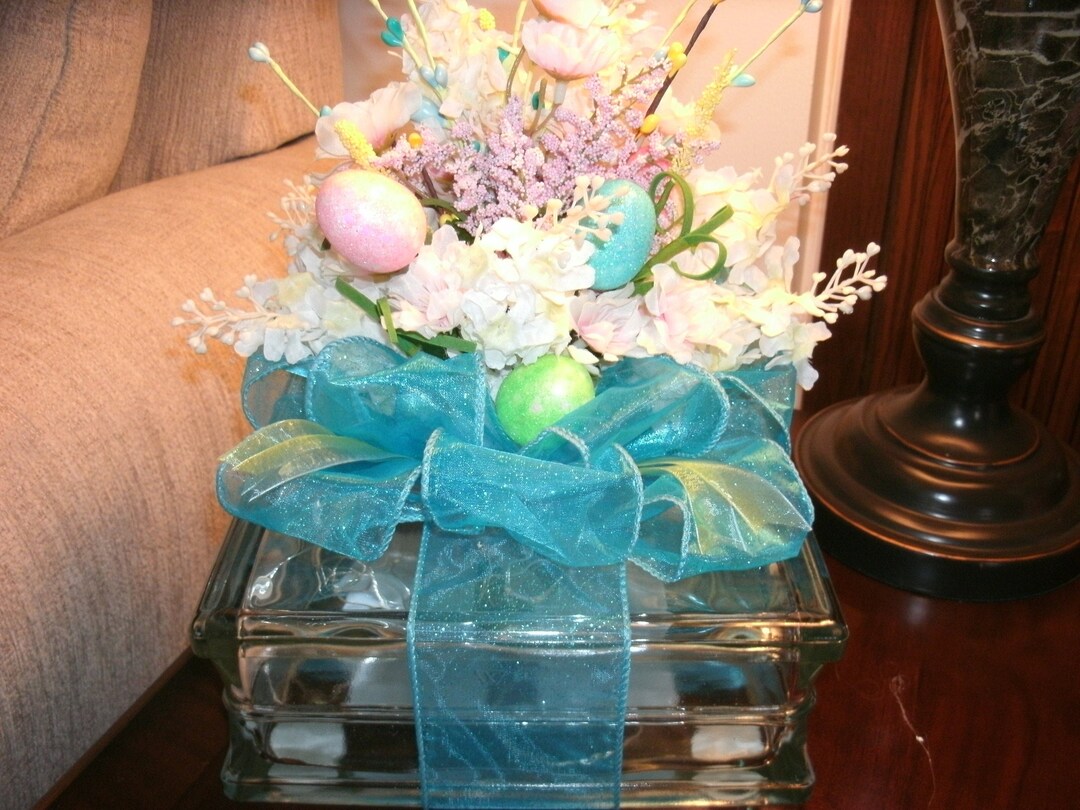 Spring Holiday Centerpiece, Lighted Glass Block, Spring Decor, Easter ...