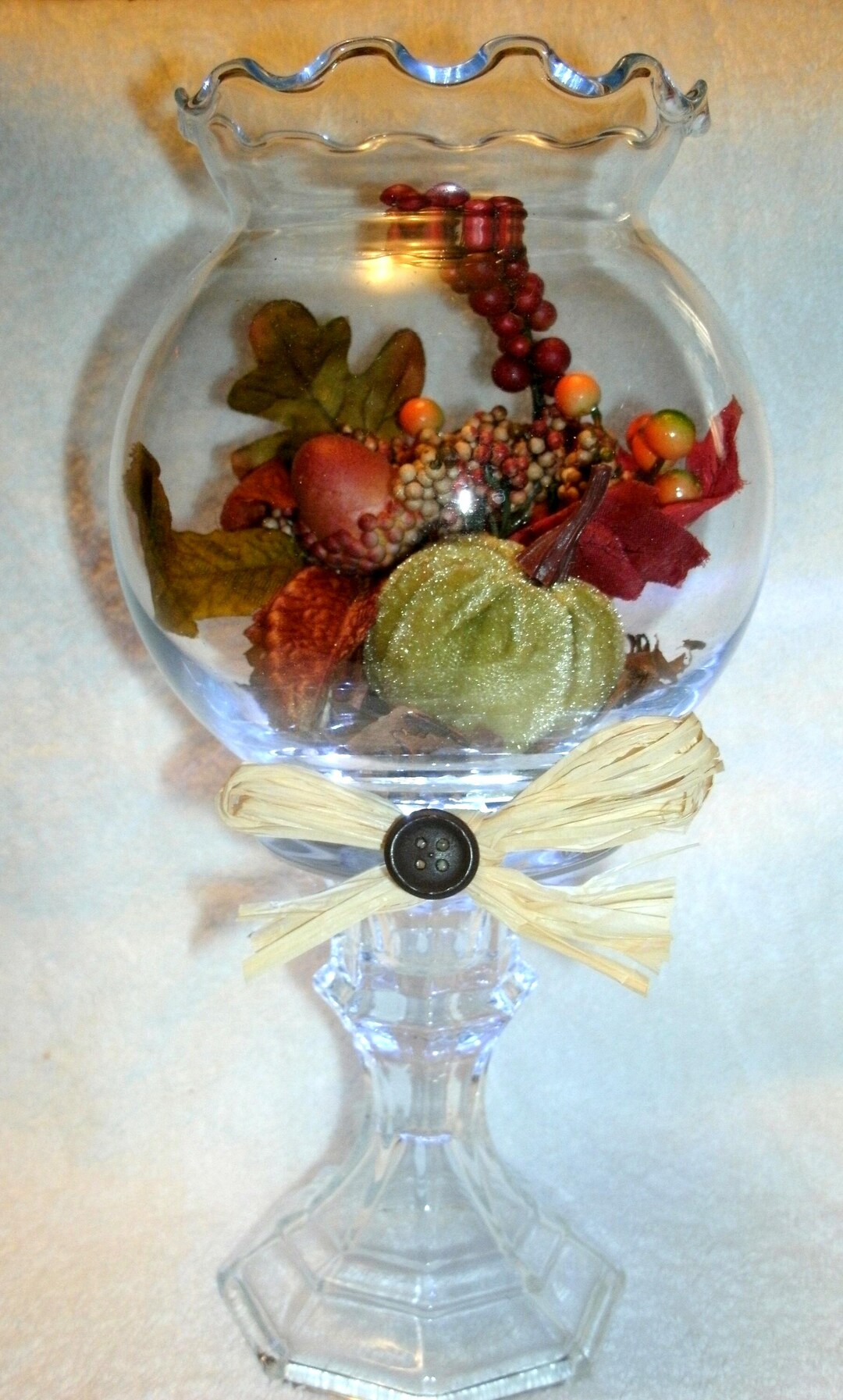 Lighted Fall Glass Globe, Pumpkin Centerpiece, Holiday Table Decor - Etsy