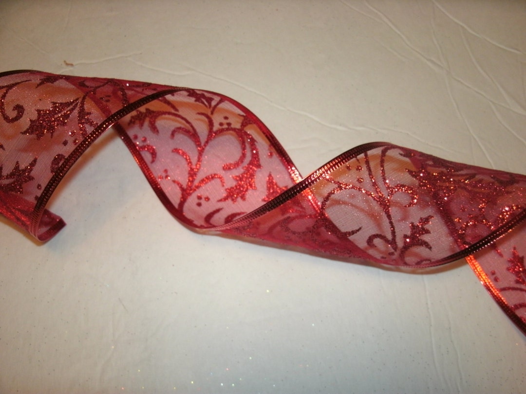 Red Sheer Swirl Ribbon, Wired Edge, 5 Yards - Etsy
